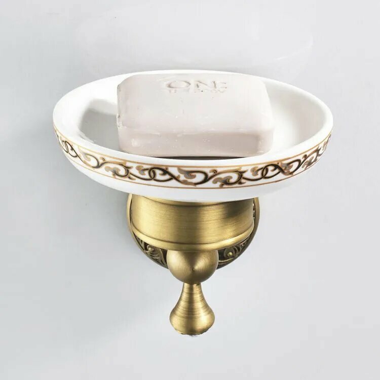 Мыльница "Стильная ванная", металл, овальная, настенная, цвет antique brass