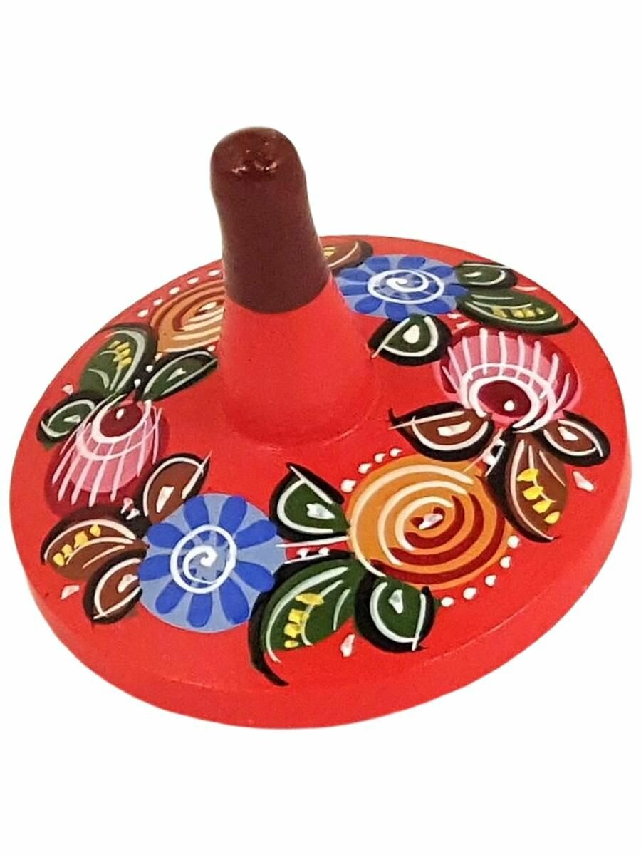 Статуэтка авторская, Сувенир Волчок-1, Городецкая роспись, ручная авторская работа