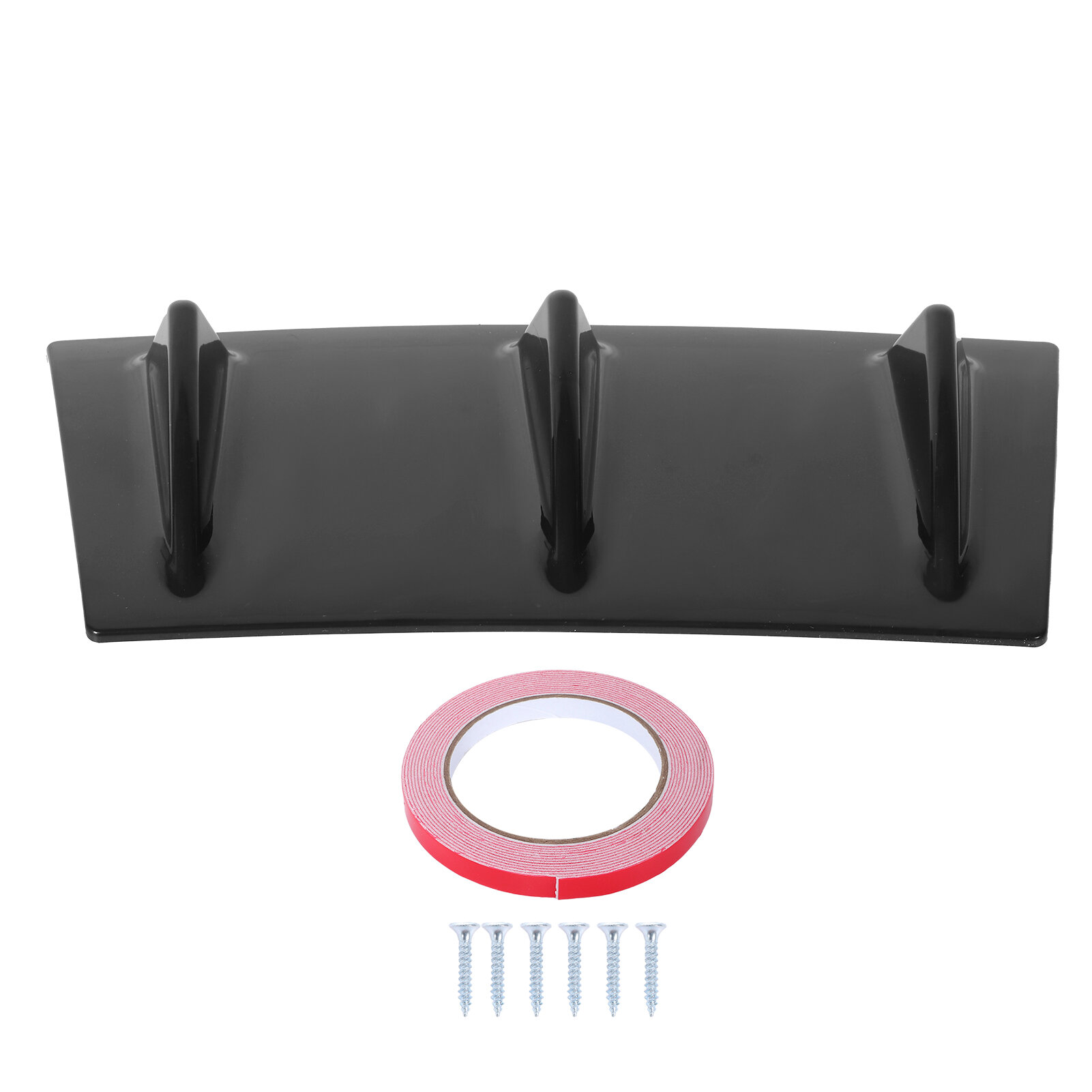 Диффузор для Губ Заднего Бампера, Спойлер, Всепогодный, Глянцевый, Черный, Универсальный для Модификации Автомобиля, 3 Ребра