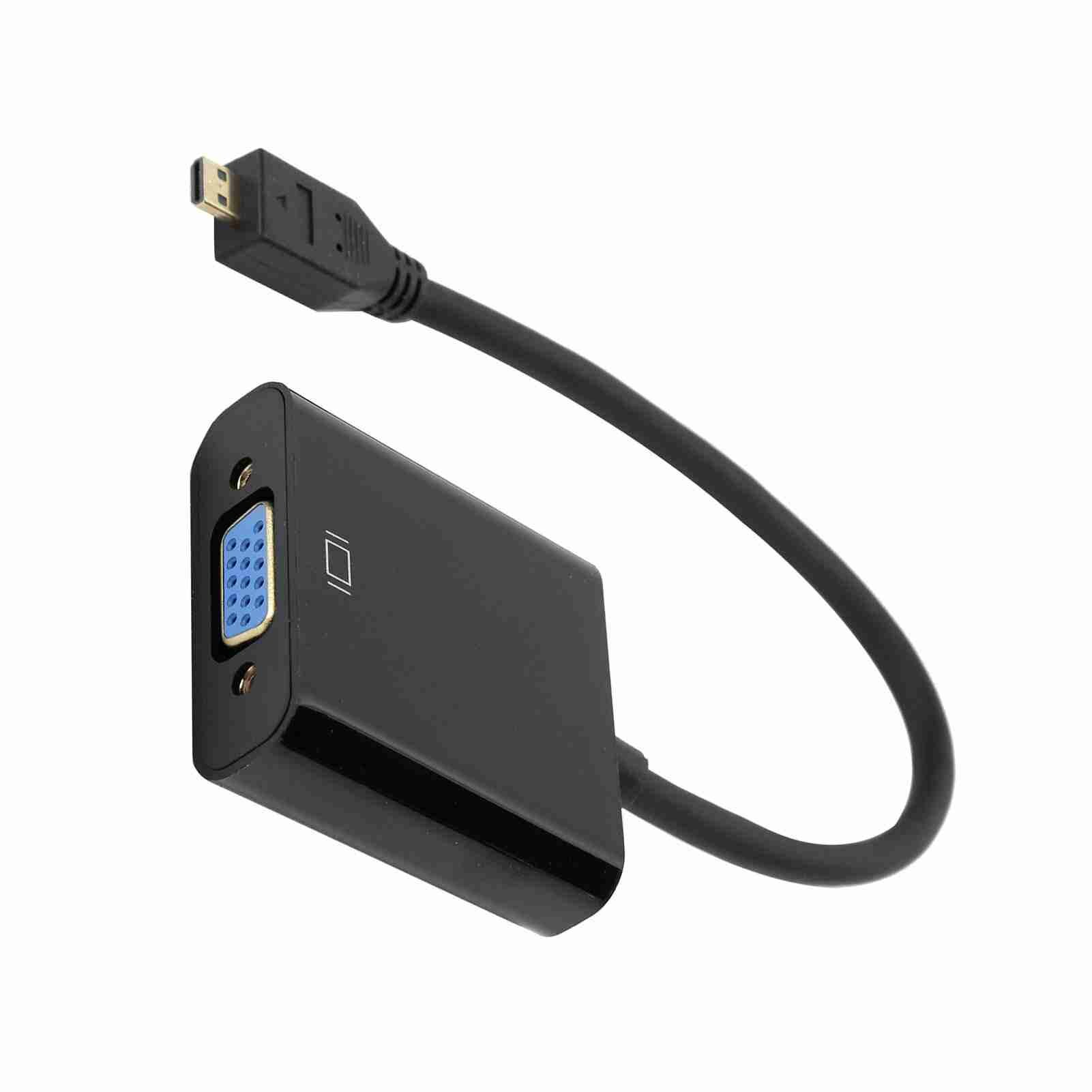 Конвертер Видео Micro HDMI в VGA 1080P для Raspberry Pi 4B с функцией Питания Размером 45x45x15mm Длинной Кабеля 180mm В комплект входят 1 USB Кабель, 1 Аудио Кабель, 1 Конвертер Micro HDMI в VGA