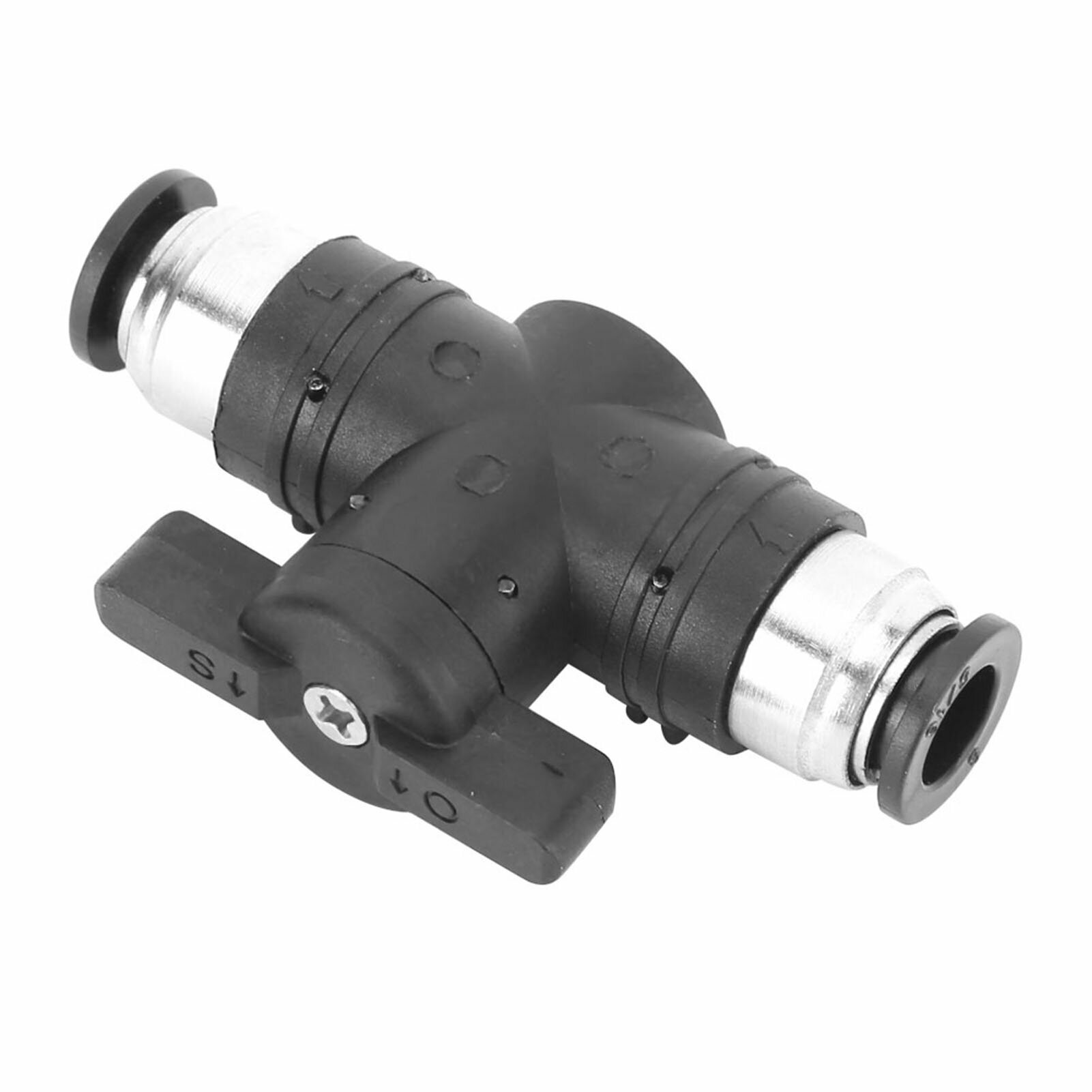 Black Pneumatic Connector Manual Regulating Valve Sided Quick Connecting Tool BUC-08 Plastic + all copper nickel plating Fast self-locking Outer Diameter 8mm 1 x Connector