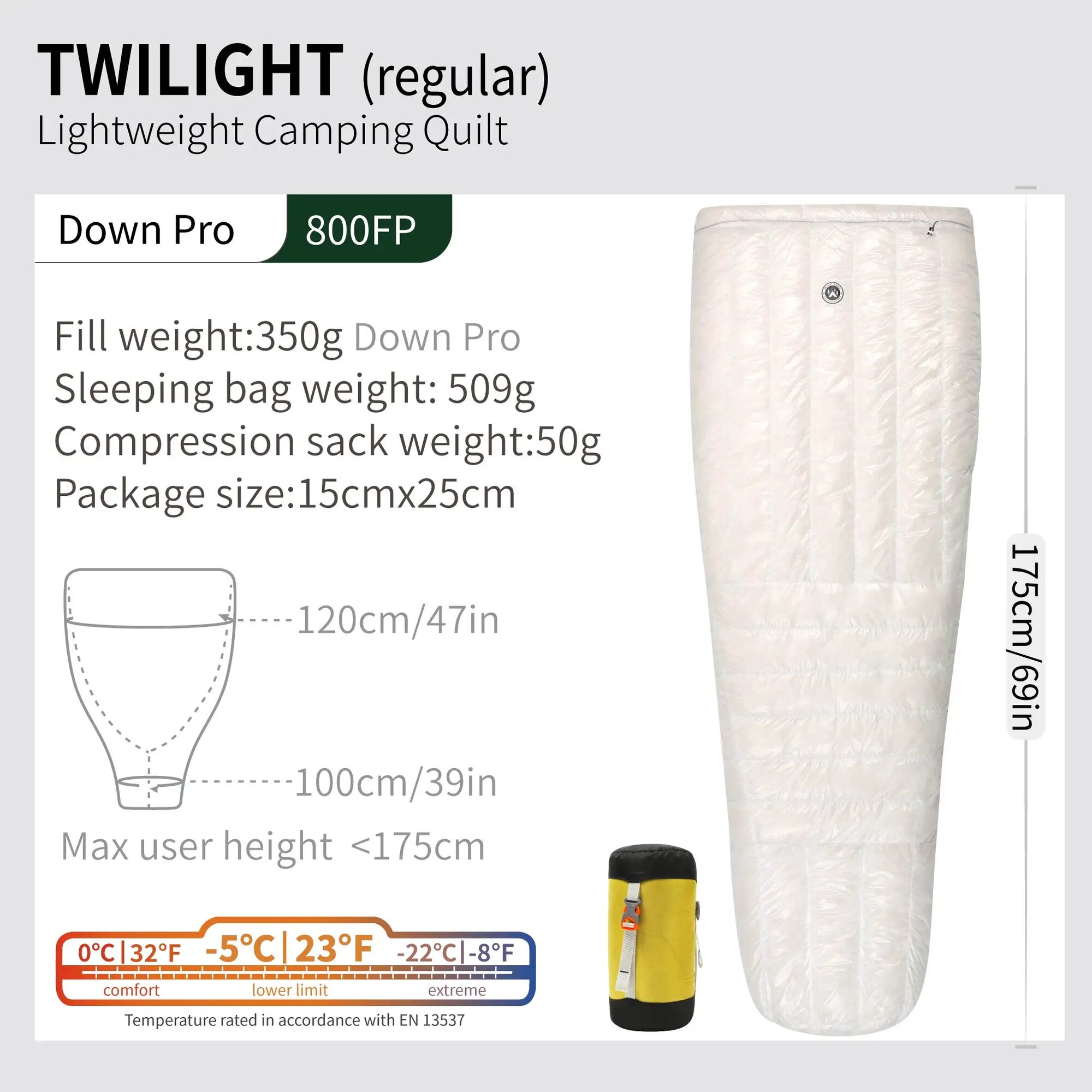 Спальный мешок AEGISMAX Twilight 800FP, Twilight-White-R