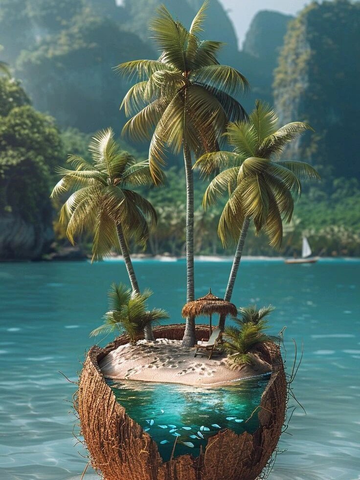 Картина из алмазной мозаики на подрамнике Круглые бриллианты 40х50см "Кокосовая пальма"