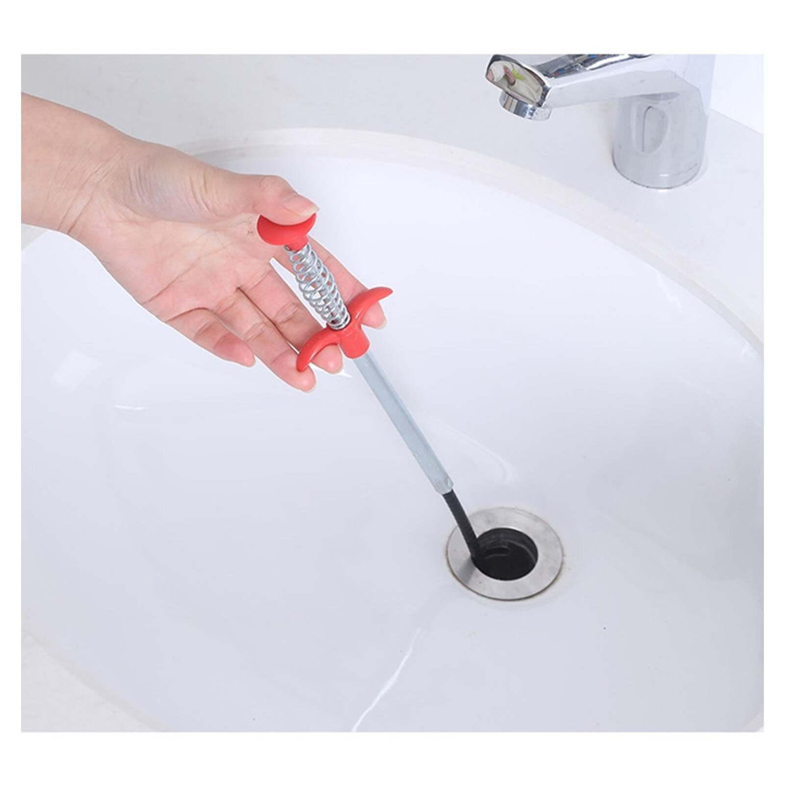 Средство для удаления засоров в сливе с 4 когтями, эффективное дноуглубительное стальное проволочное средство для чистки волос в сливе, инструмент для туалета, ванной комнаты, душевой комнаты 1,6 м/63 дюйма
