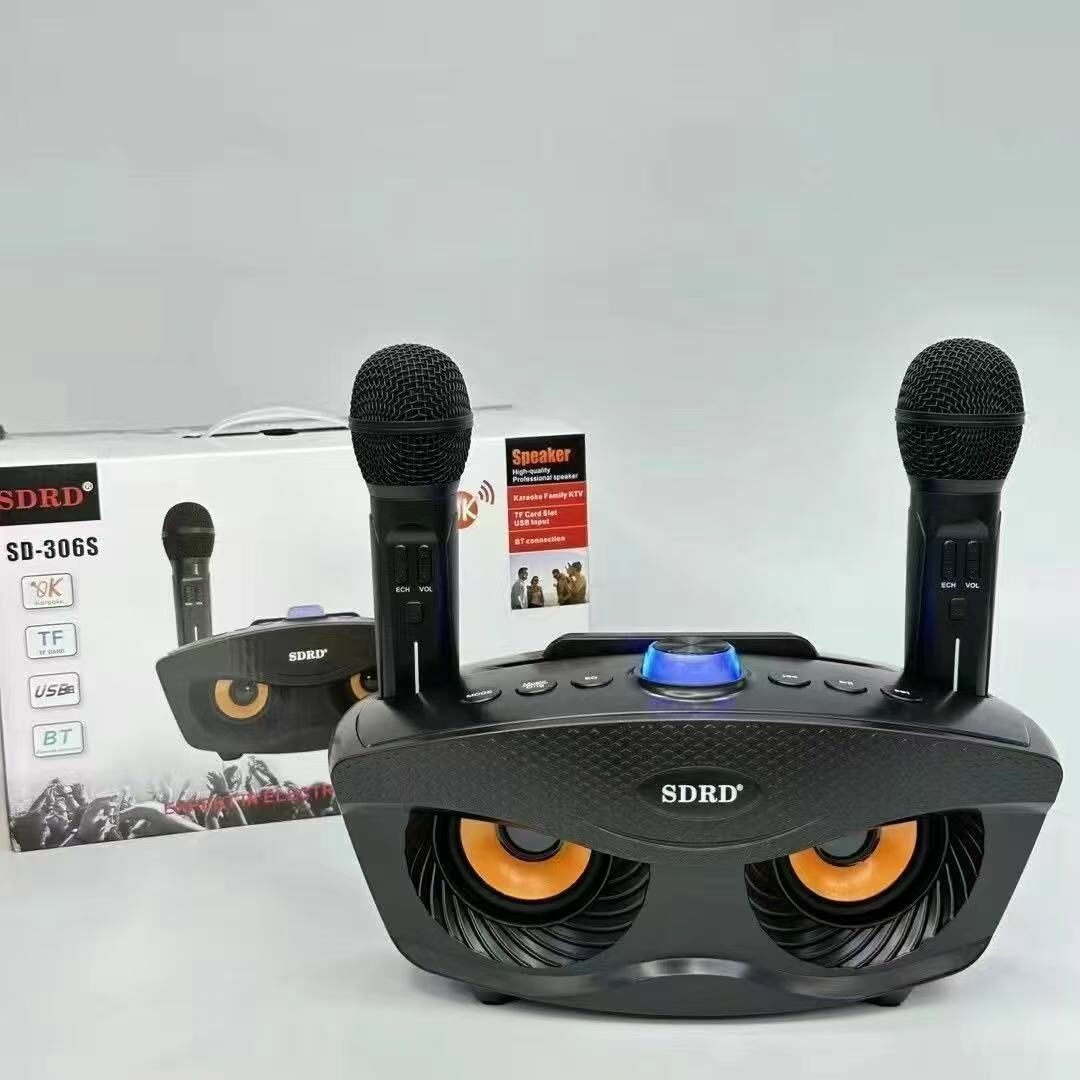 Караоке система беспроводная с двумя микрофонами SDRD SD-306 Plus Серый