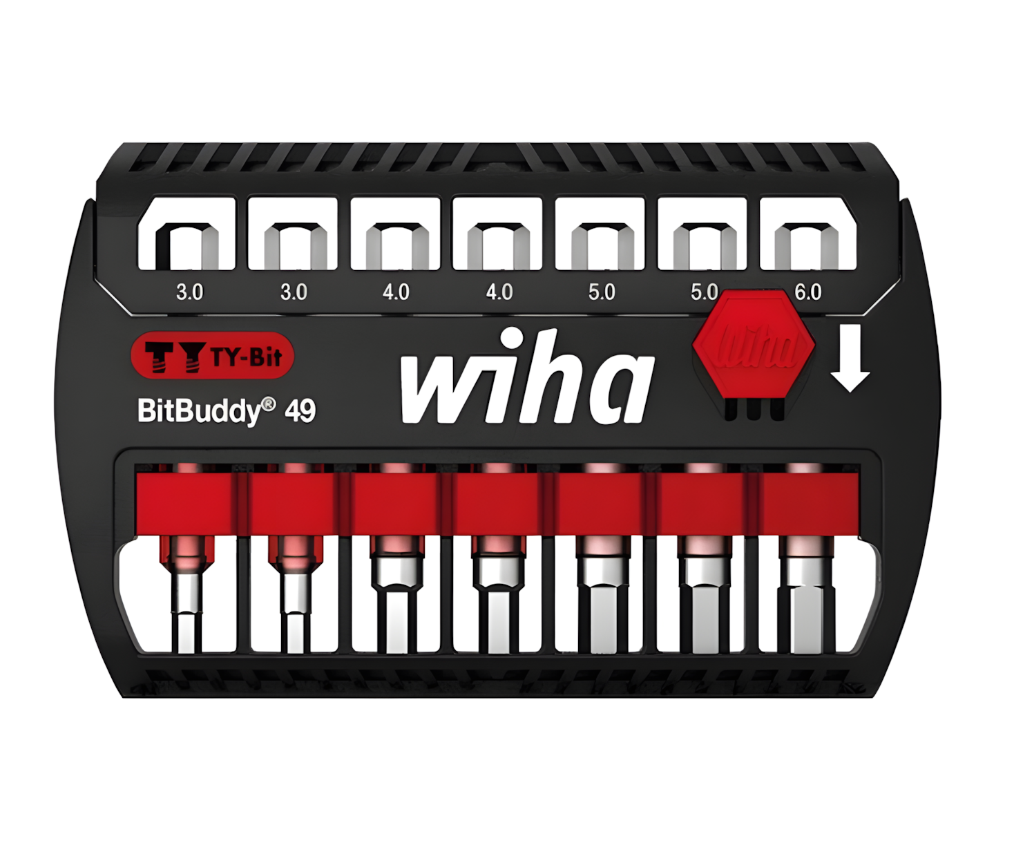 Набор бит WIHA 42114 BitBuddy TY 49 Шестигранник, SB 7946-TY303, 7 шт, черный/красный
