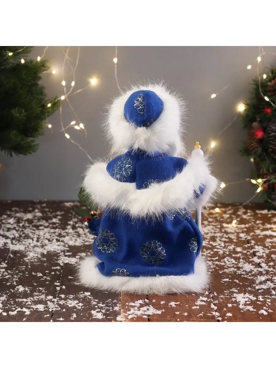 Праздничный Дед Мороз с мешком, двигается, синий