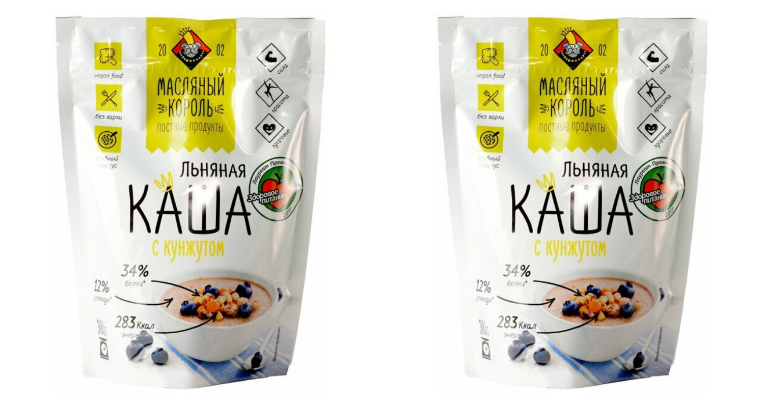 Каша быстрого приготовления "Масляный Король" льняная с кунжутом 300 г, 2 уп