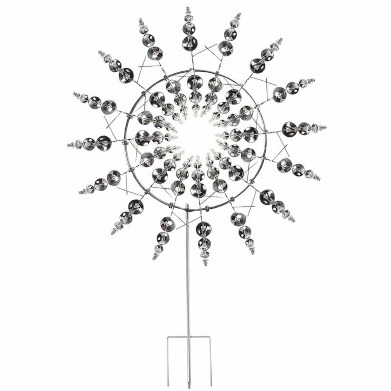 Уникальная металлическая ветряная мельница, геометрическая кинетическая вертушка для ловли ветра с декором из кольев