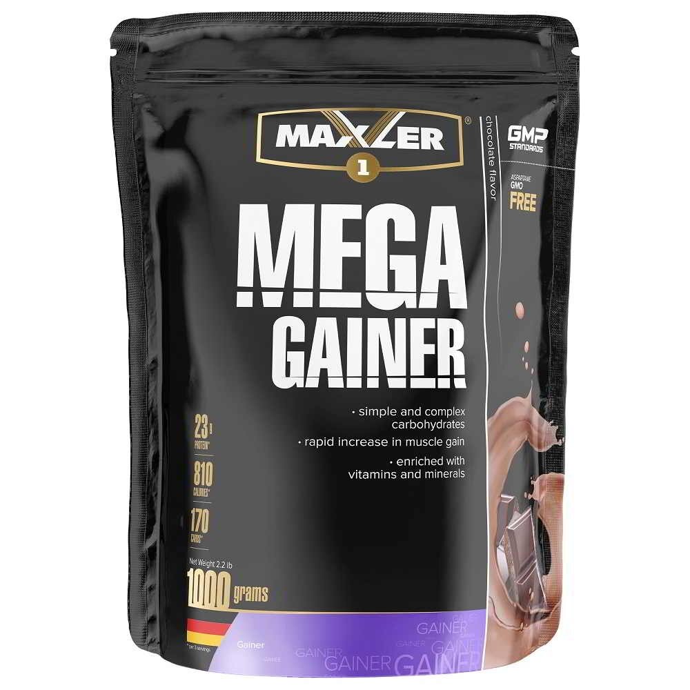 Гейнер Быстрый набор массы Mega Gainer 1000 гр 2.2lb (Maxler) Шоколад — фото 1