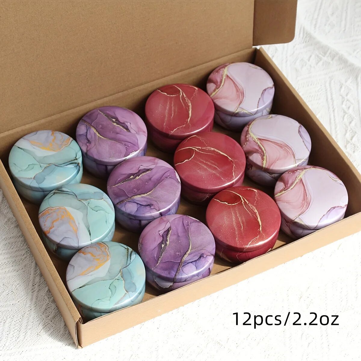 Набор банок для свечей 12 шт, 2.2oz, Mixed color