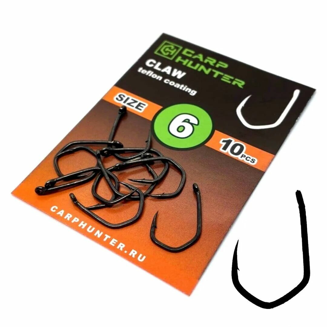 Крючки карповые CarpHunter CLAW 6 (teflon coating)