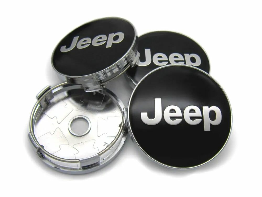 Колпачки заглушки на литые диски JEEP black 60/56 мм, комплект 4 шт.