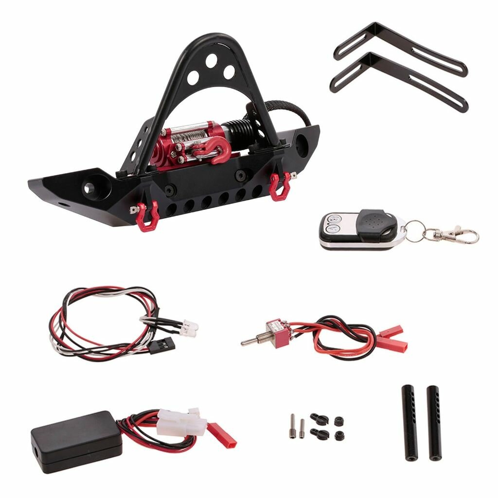 Металлический бампер на гусеничном ходу с лебедкой 2 приемника светодиодного контроллера для автозапчастей SCX10