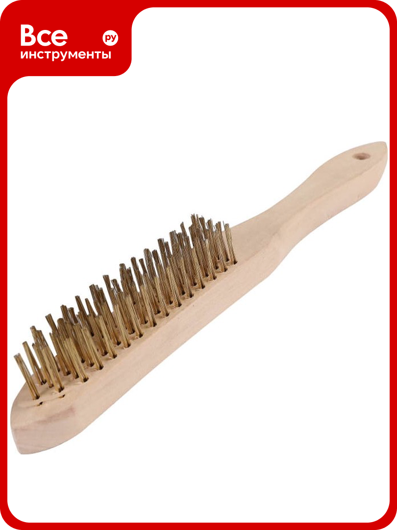 Корщетка KENDO сталь с медным покрытием, с деревянной ручкой 31504