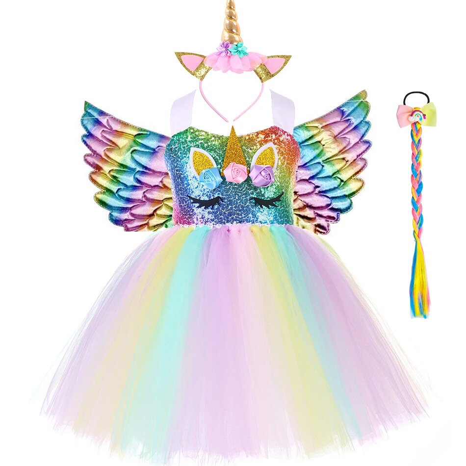 Платье принцессы с единорогом PAMABIBI 7-8T, Unicorn D Set
