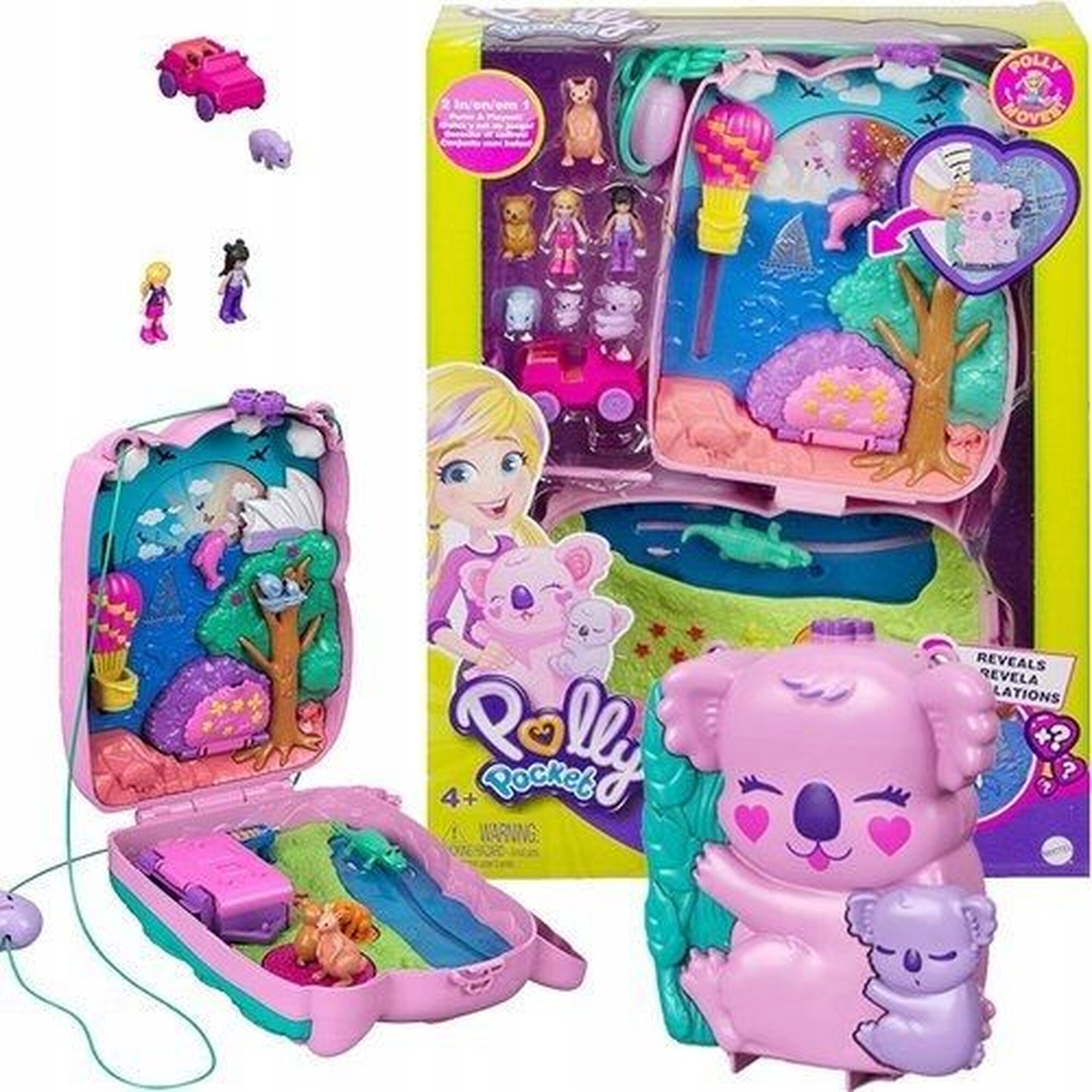 Фигурки Mattel Polly Pocket - Игровой набор Компактная сумка с куклами и аксессуарами - Полли Покет Коалы GXC95