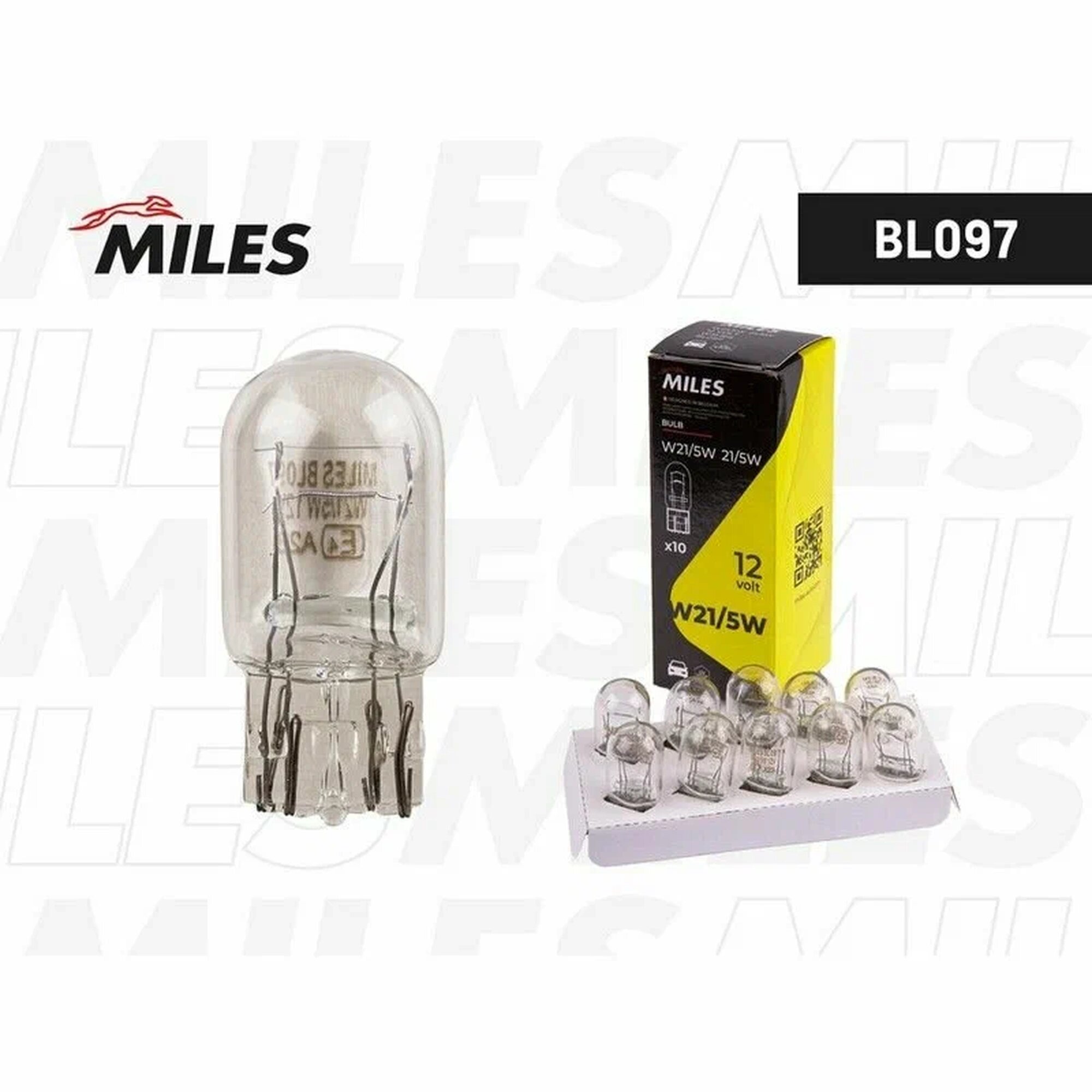 Лампа накаливания сигнальная MILES BL097, W21/5W, W3x16q, 12V, 21/5W (1 шт.)