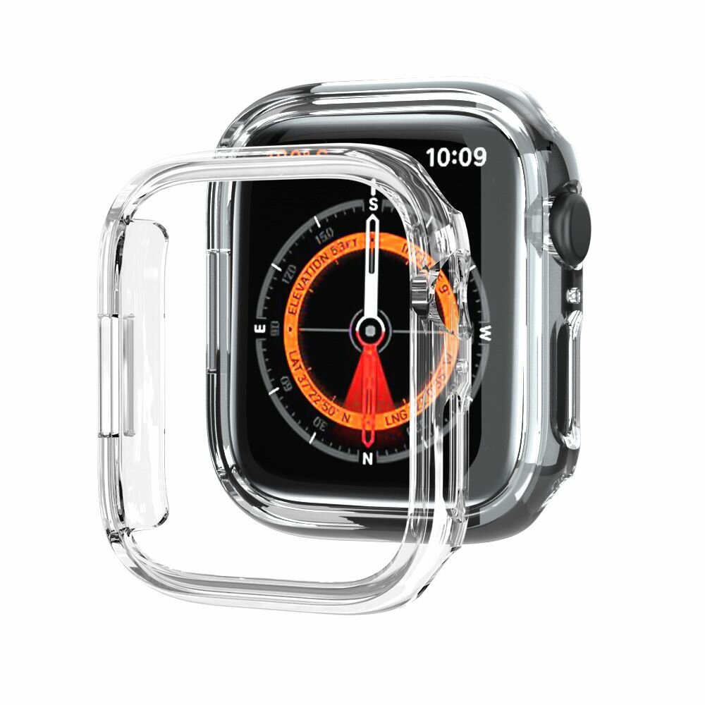 Бампер пластиковый для Apple watch Series 4, 5, 6, SE прозрачный (44 мм)