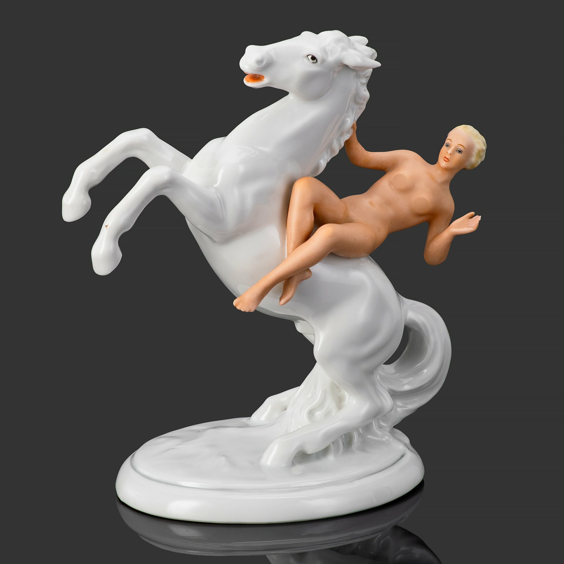 Статуэтка "Обнаженная наездница" ("Амазонка"), фарфор, роспись, Schaubach-Kunst, Wallendorf