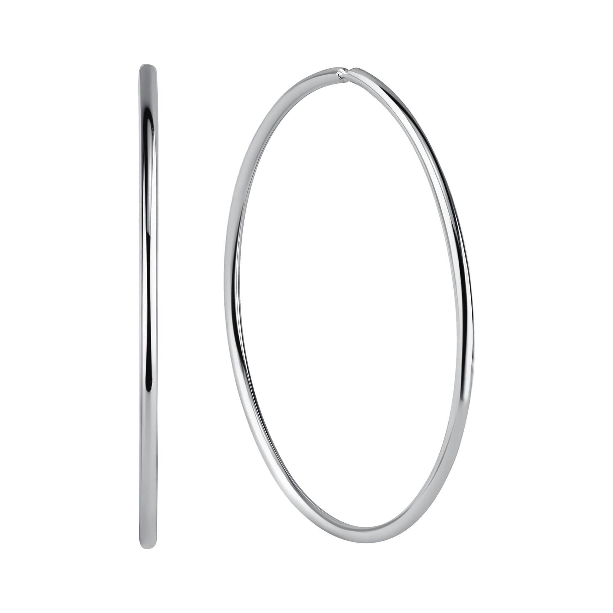 Серьги конго, серебро, 925 проба, родирование