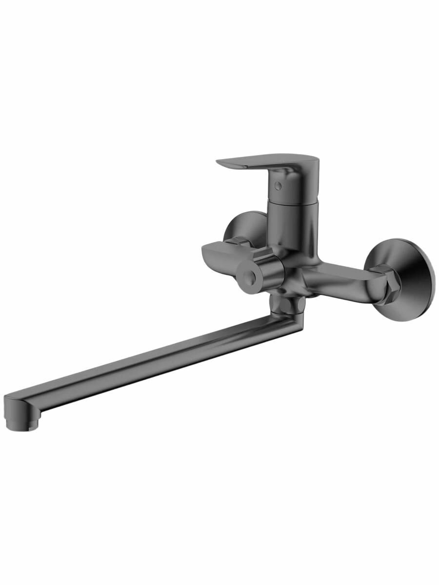 Смеситель для ванны Golden Fox City с длинным поворотным изливом шар. 12335 латунь, оружейная сталь 12335-FOX