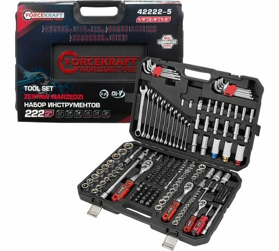 Набор инструментов Forcekraft 222 предмета 1/4 3/8 1/2 FK-42222-5(64513)