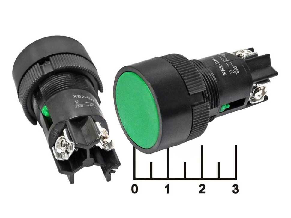 Кнопка LXA2(3SA5)-EH131 c фиксацией зеленая 2 контакта