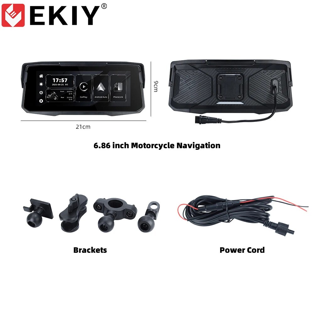 EKIY Wireless CarPlay Moto Android Auto Портативная цифровая приборная панель мотоцикла GPS Мотоциклетная навигация 6,86-дюймовый экран дисплея M12