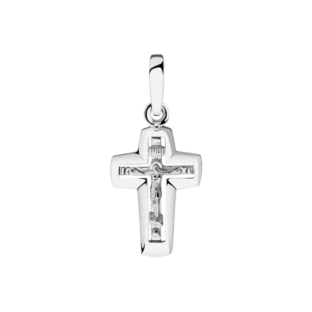 Крестик, белое золото, 585 проба, родирование