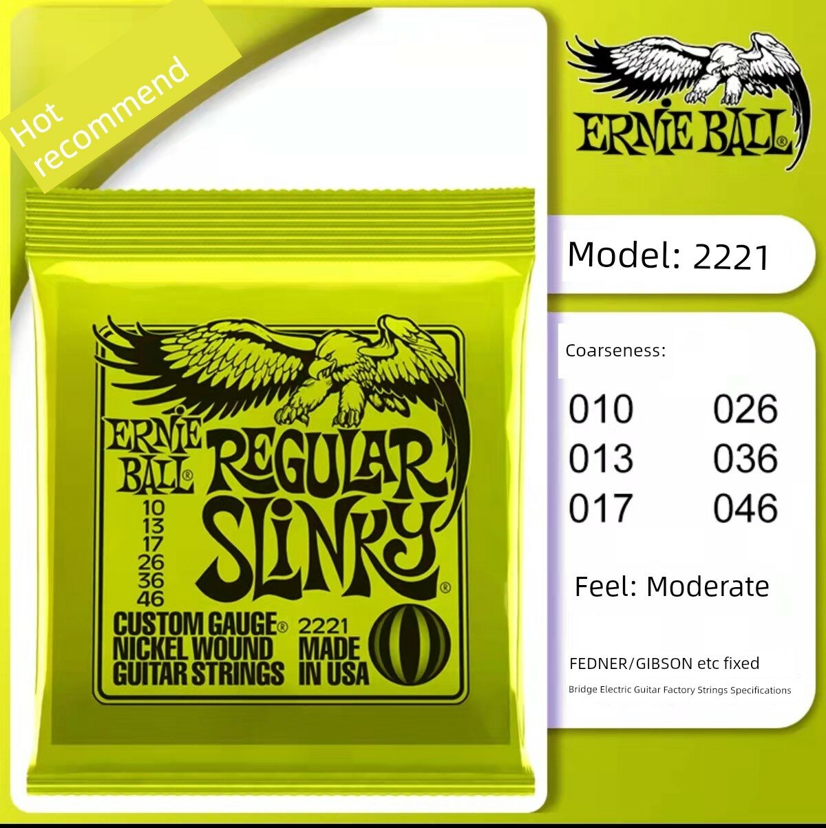 Набор струн Ernie Ball 10-46, премиальные никелевые, сделано в США, струны для электрических и акустических гитар
