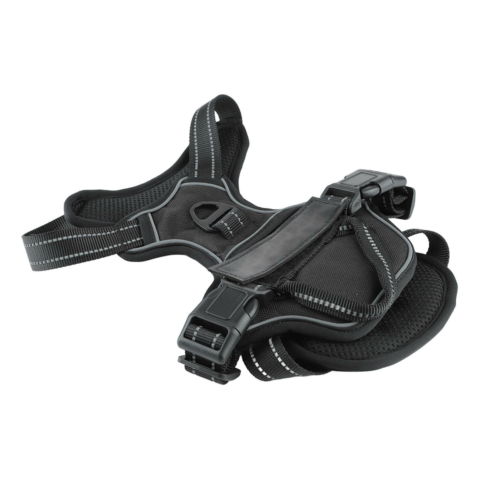 Собачья шлейка двойного слоя, регулируемая, дышащая сетка, светоотражающая, защита от побега, жилет для питомца для походов на природе, черный цвет S.