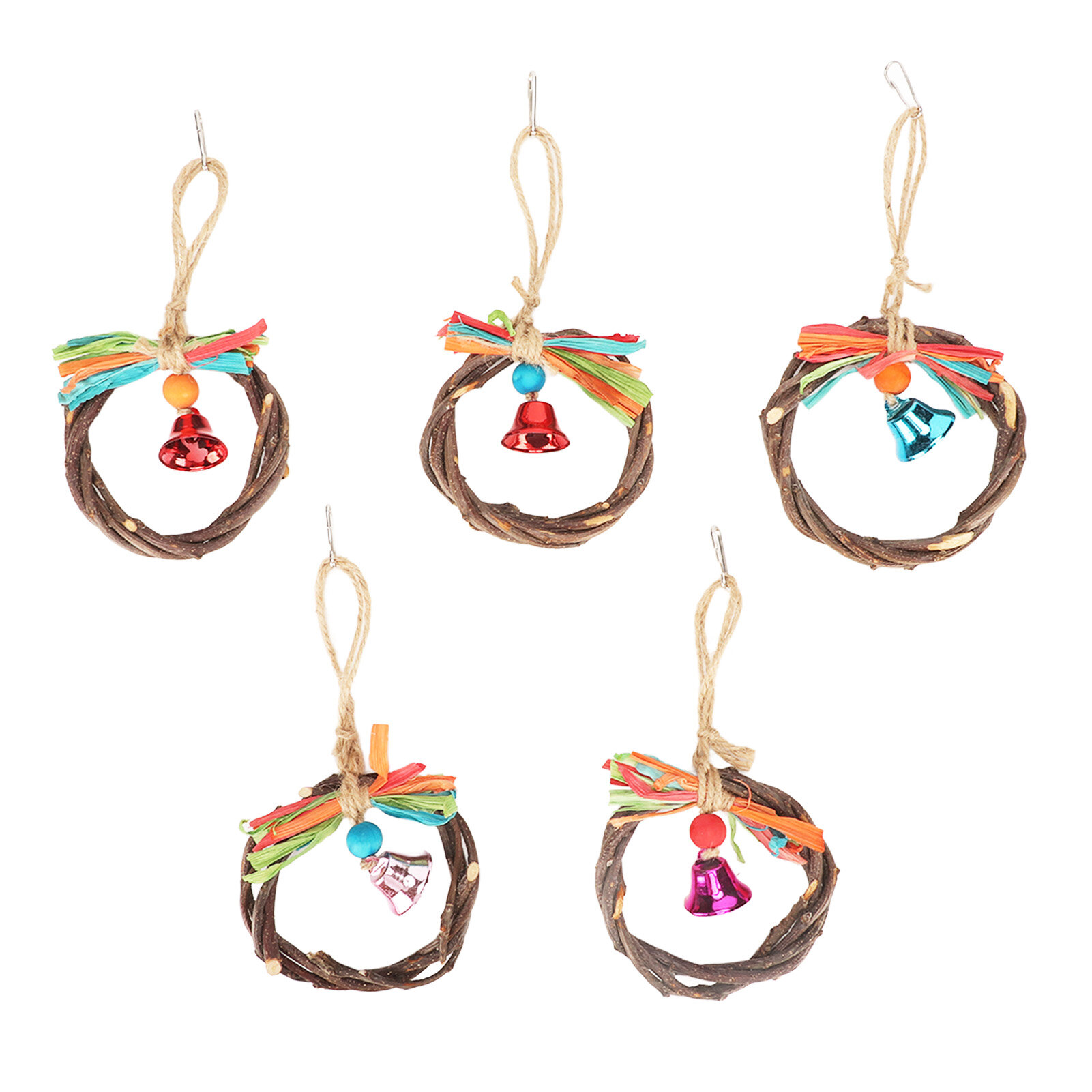 5 шт. качели для попугаев, игрушки для жевания и стачивания клюва, декоративные погремушки с колокольчиком, аксессуары для клетки попугая