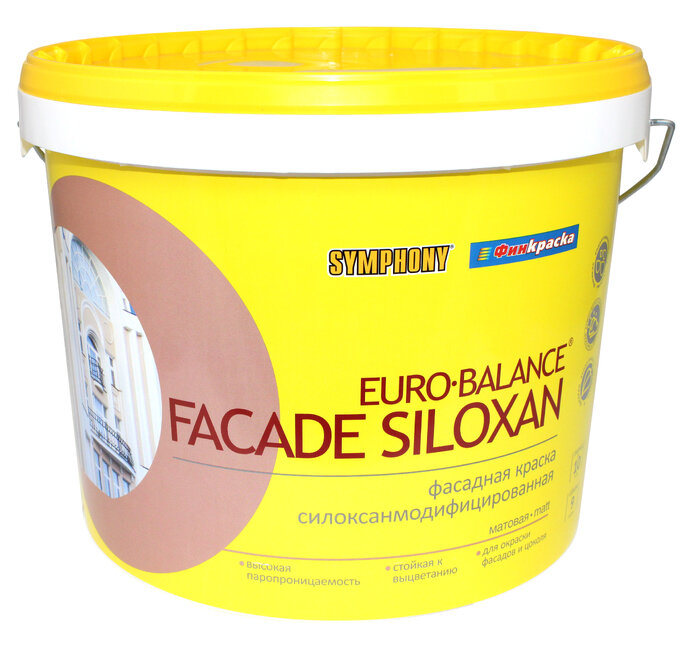 Краска SYMPHONY EURO-Balance Facade Siloxan фасадная, матовая, База С 2,7л