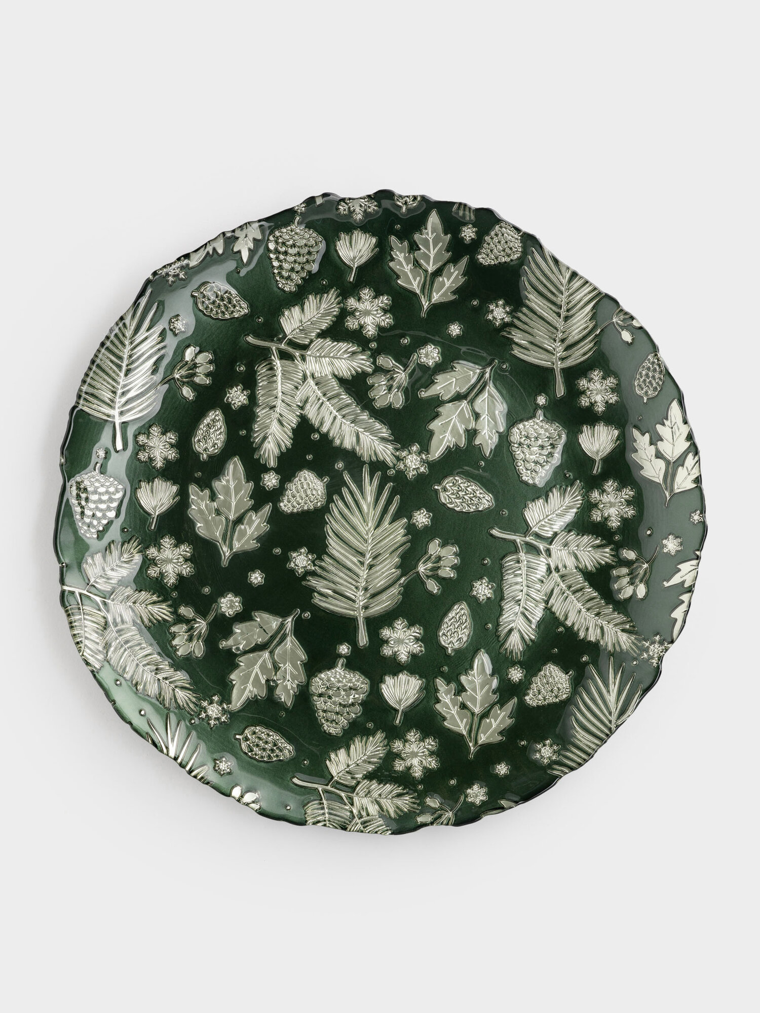 Блюдо "еловые ветки" зелёное 33 см, арт. ANLAF-7532, 028246