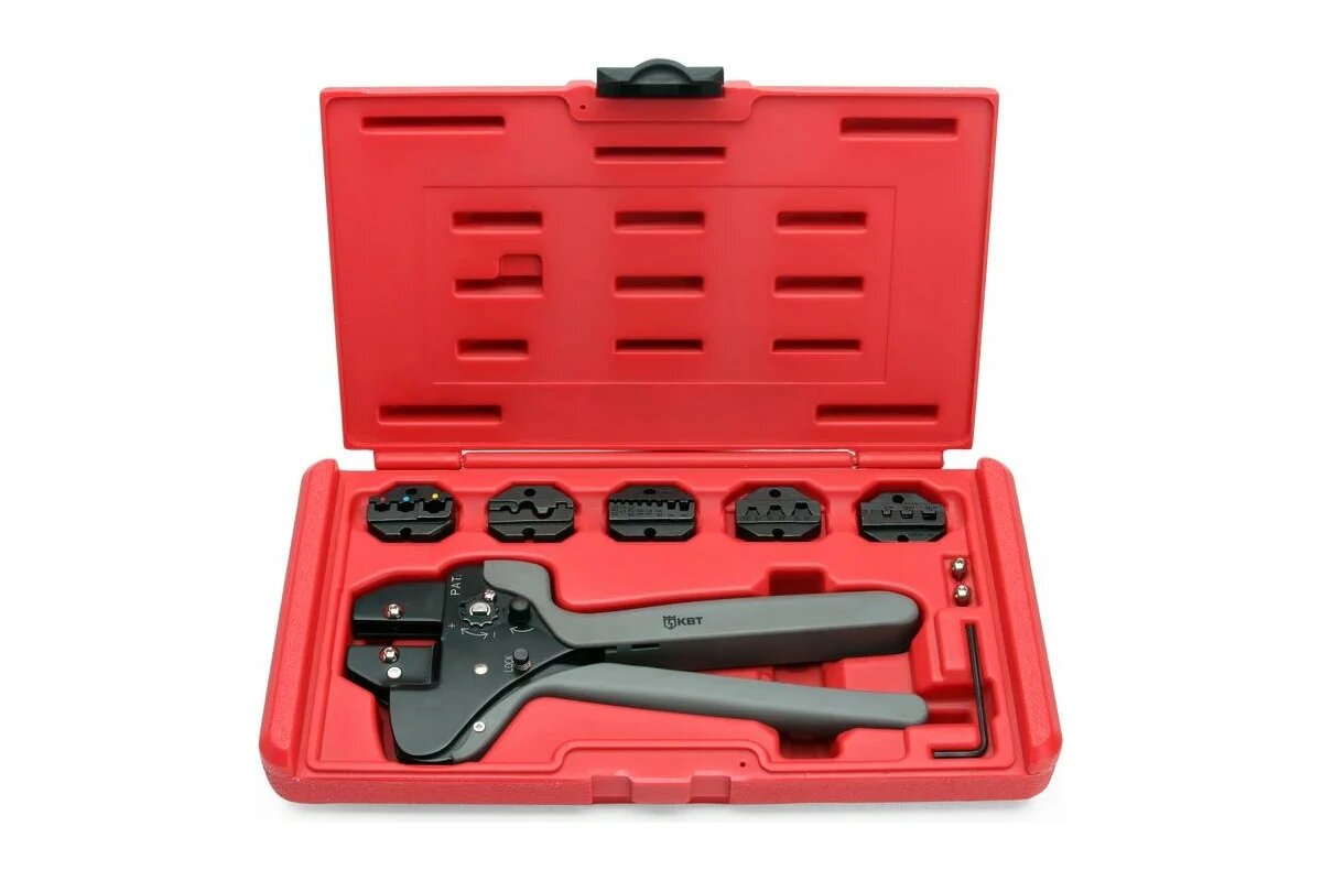 Пресс-клещи с набором матриц CTF (КВТ) серии профи, цвет красный