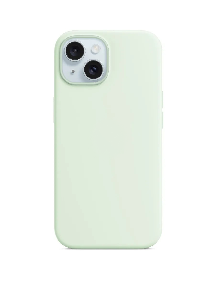 Чехол силиконовый Магсейф для iPhone 15 Soft Mint с анимацией NFC, Silicone case Магсейф для айфон 15 - Мятный
