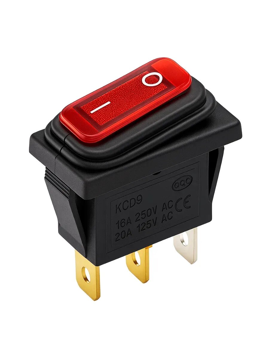 Кнопка выключателя клавишный прямоугольный 250V/15A (3C)