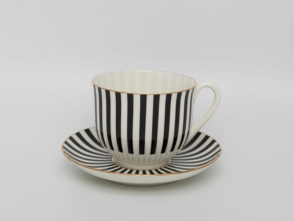 Чашка с блюдцем чайная ф. Ландыш рисунок. Да и нет (Черный)