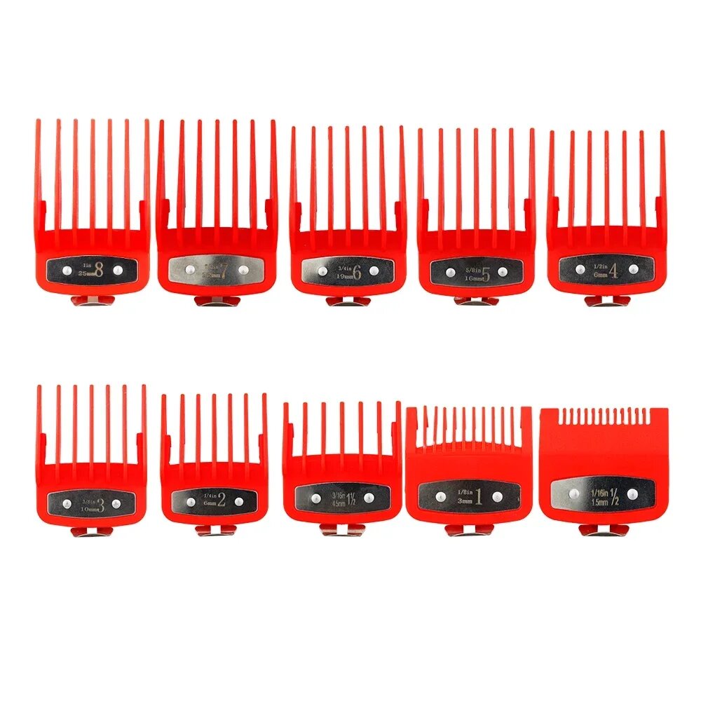 Насадки-гребни для триммера Wahl 8/10 шт. 10Pcs-Red