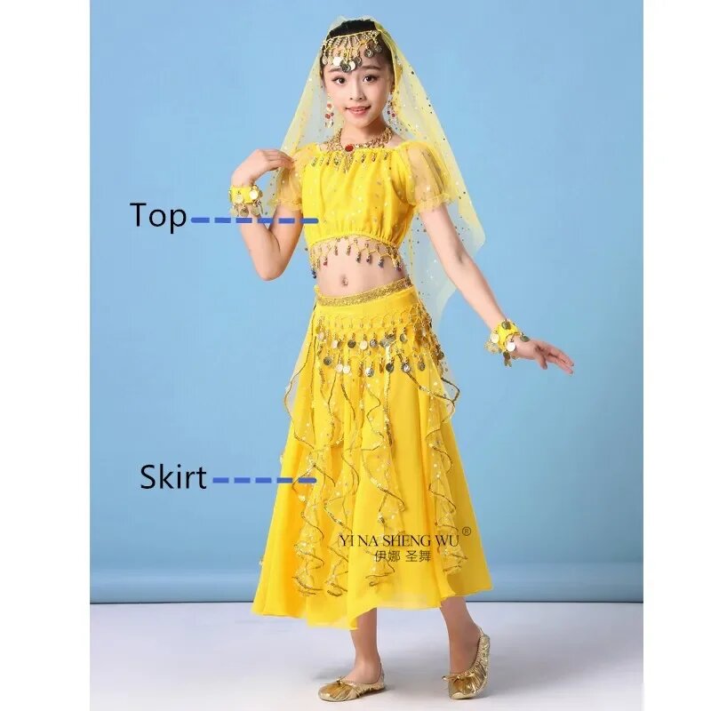 Детский костюм для танца живота YI NA SHENG WU 6 цветов XL, Yellow 2pcs
