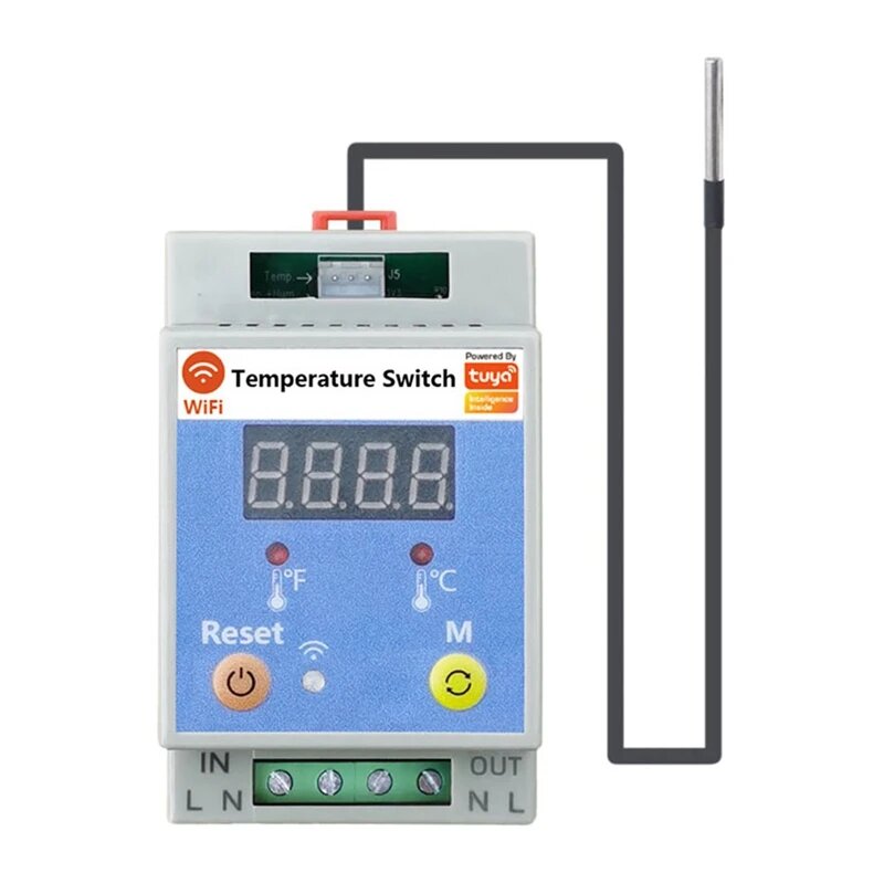 Wi-Fi переключатель температуры Tuya, таймер, переключатель контроля температуры, управление через приложение для аквариумов, контроль температуры воды, White Blue 16A