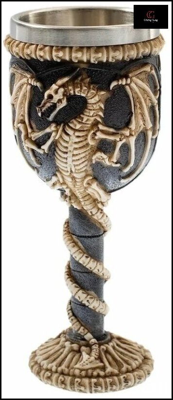 Эксклюзивный бокал для белого вина Дракон из металла 200 мл черный