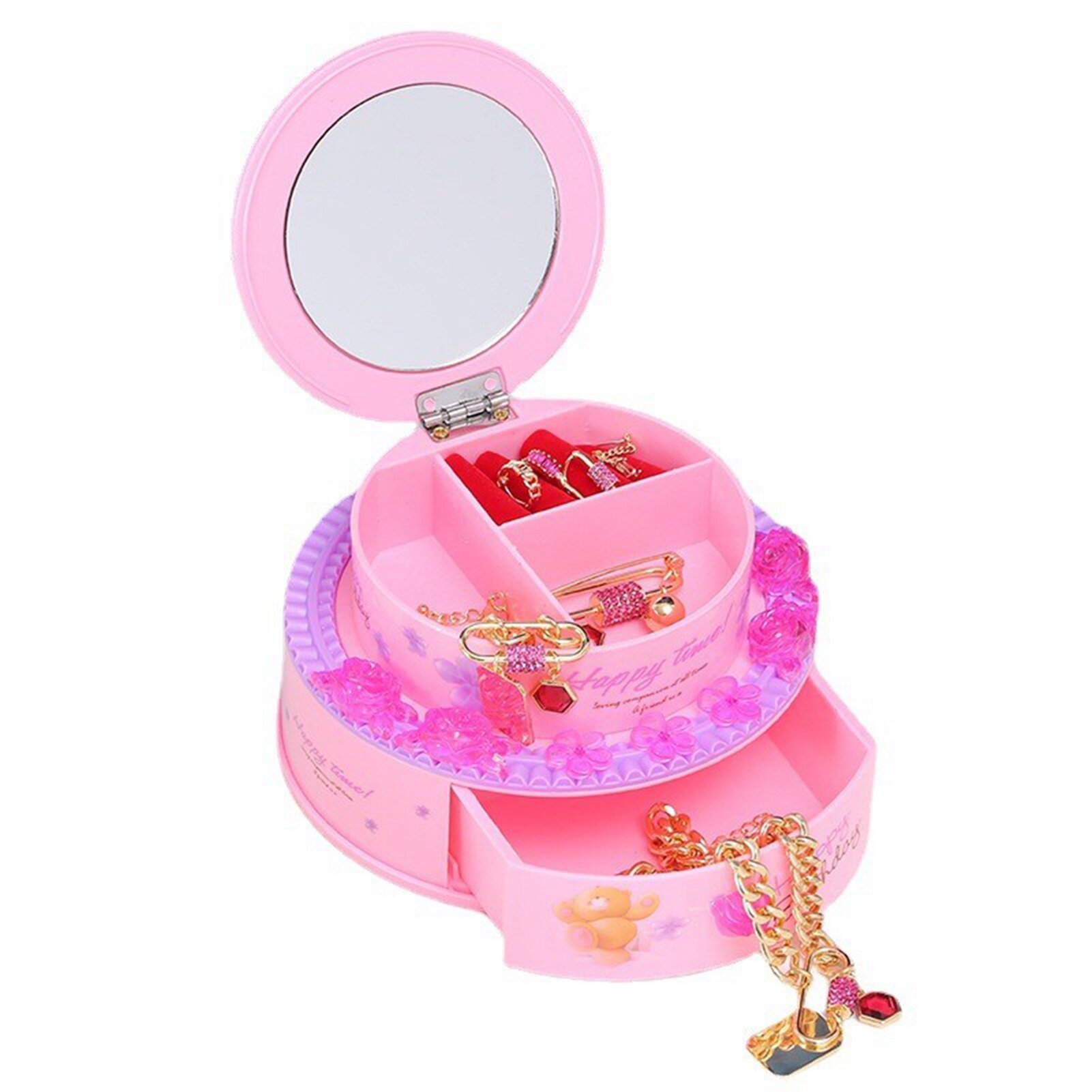 Шкатулка для драгоценностей на день рождения, изысканная форма, пластиковая розовая декоративная музыкальная шкатулка для драгоценностей для девочек
