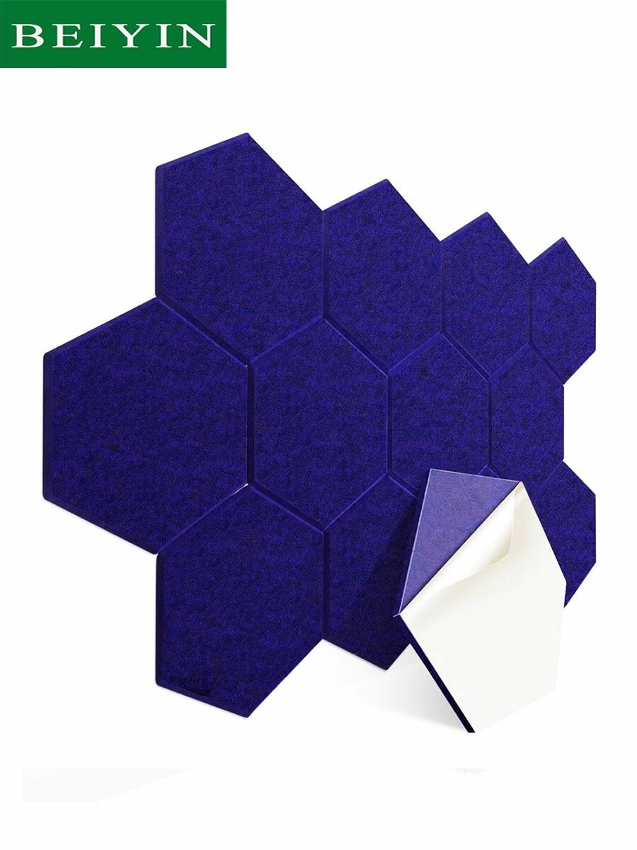 BEIYIN 12 шт. Шестиугольный самоклеящийся Звукопоглощающий материал 30X26CM Шумоизоляция для перегородок декоративные панели для стен