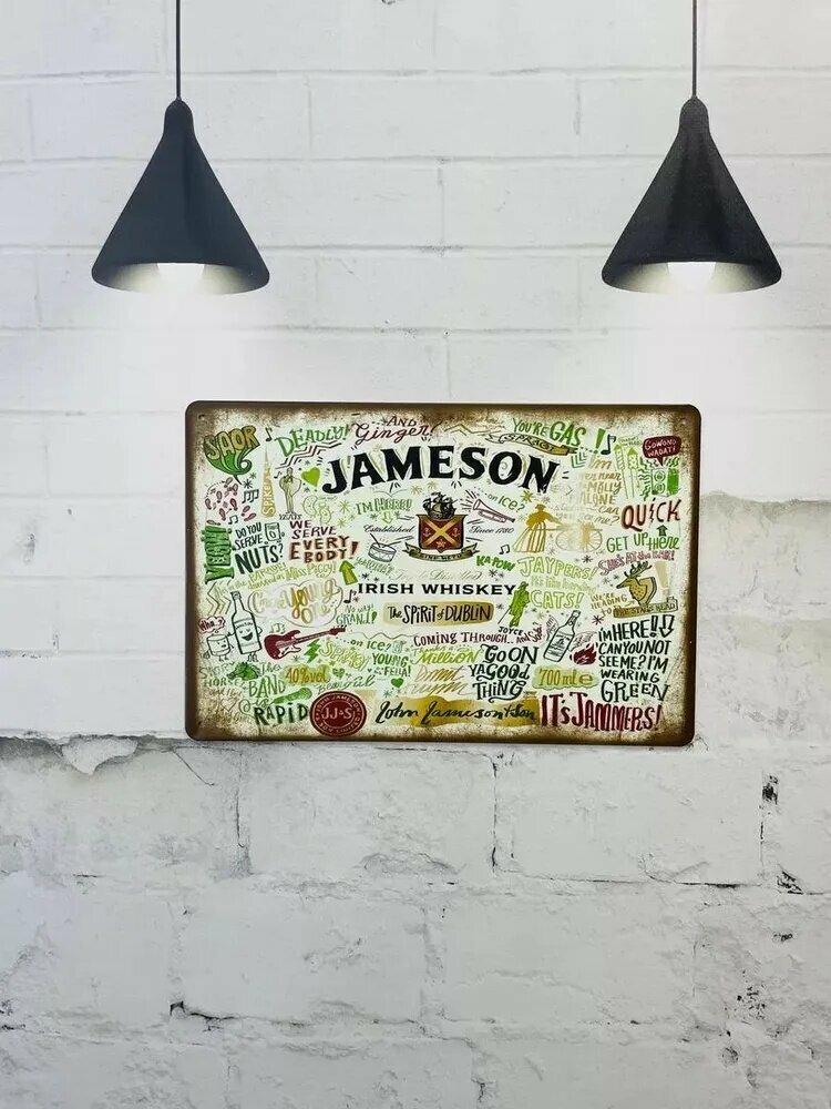 Декор на стену табличка металлическая виски Jameson 20*30 см
