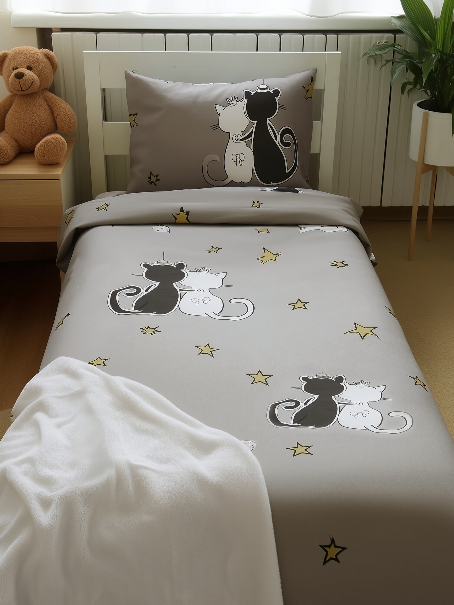 Детское постельное белье Сонный Гномик "Два кота", 160x80 см, хлопок, 100%, 364/10