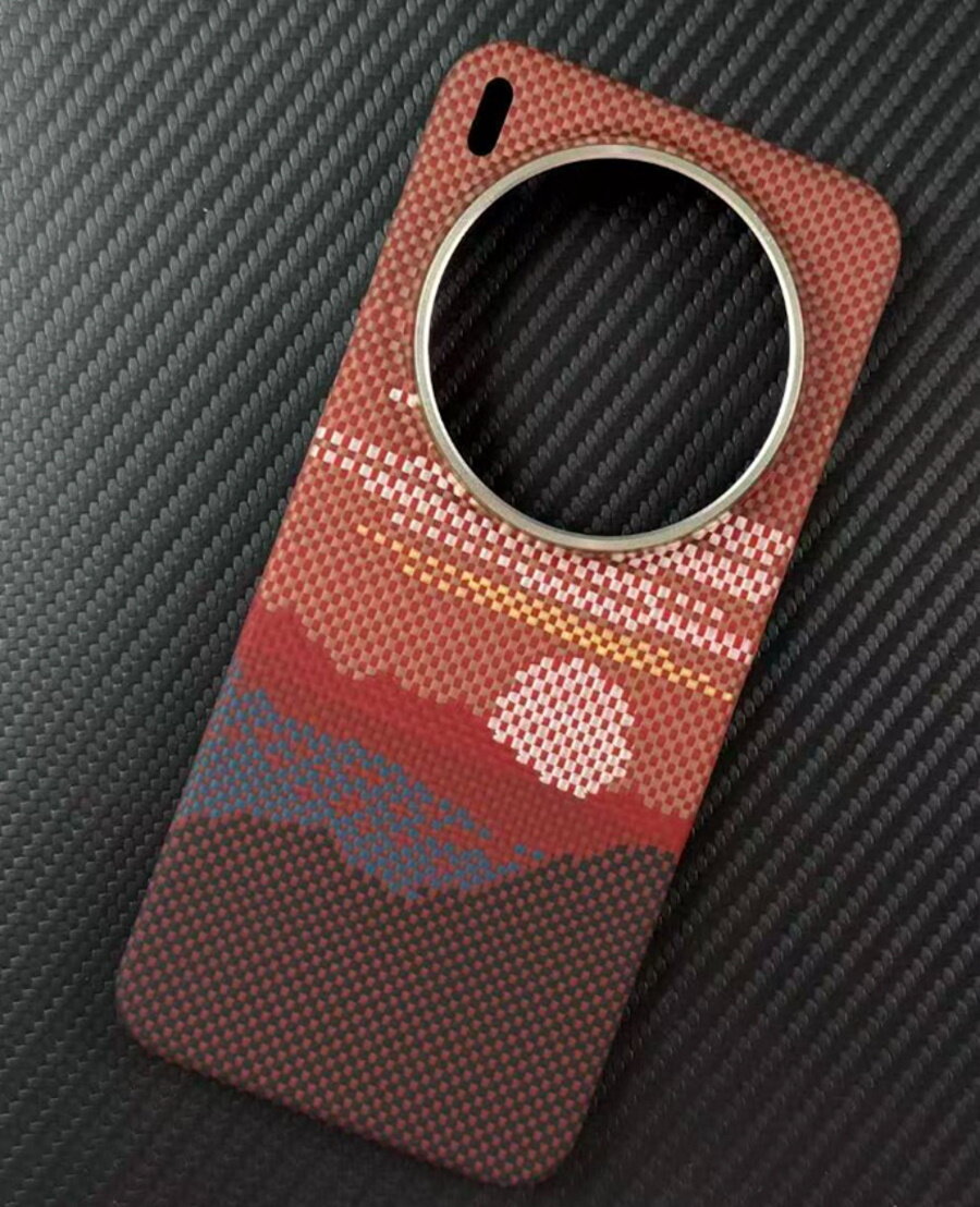 Карбоновый чехол Carbon Shield для Vivo X300 Pro Metal Frame с Magsafe Glowing Red