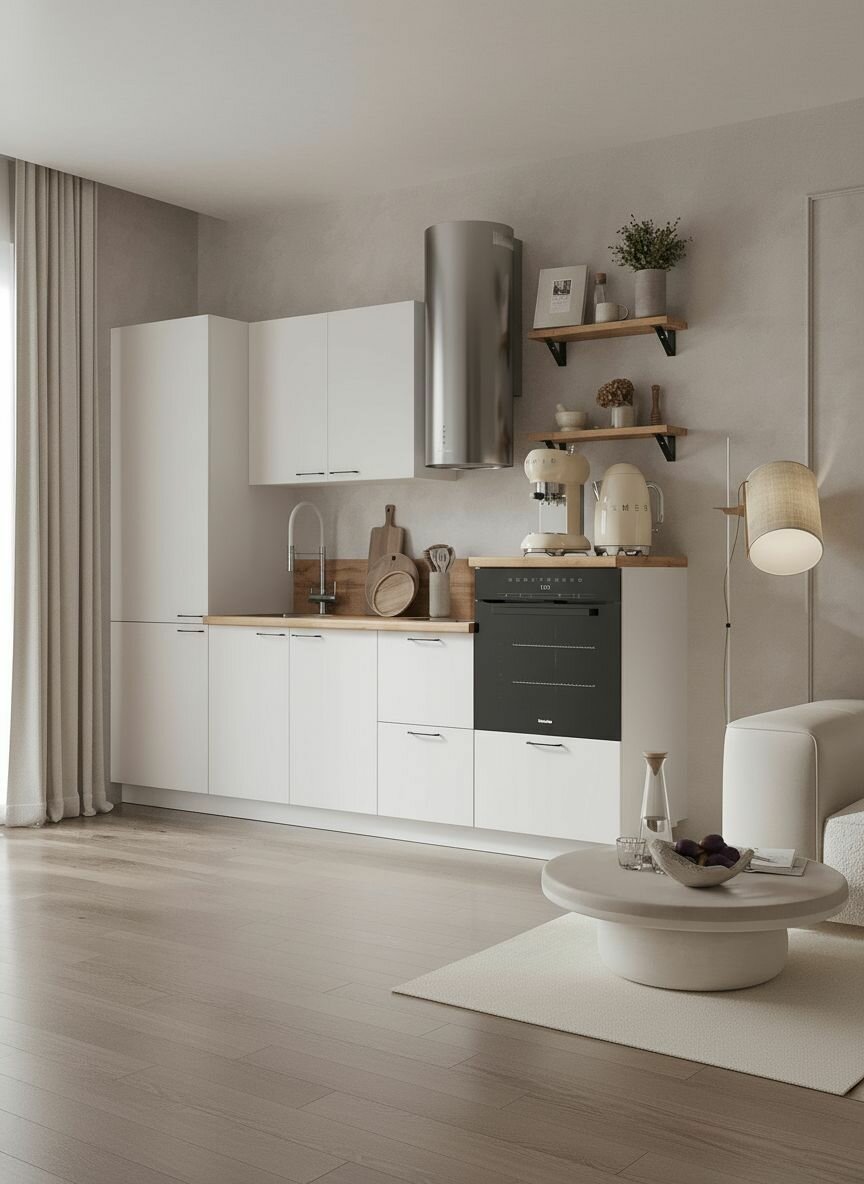 ARNIKA Кухонный гарнитур со столешницей "Дакия" 2,55м х 2,4м, цвет белый, фасад пленка ПВХ