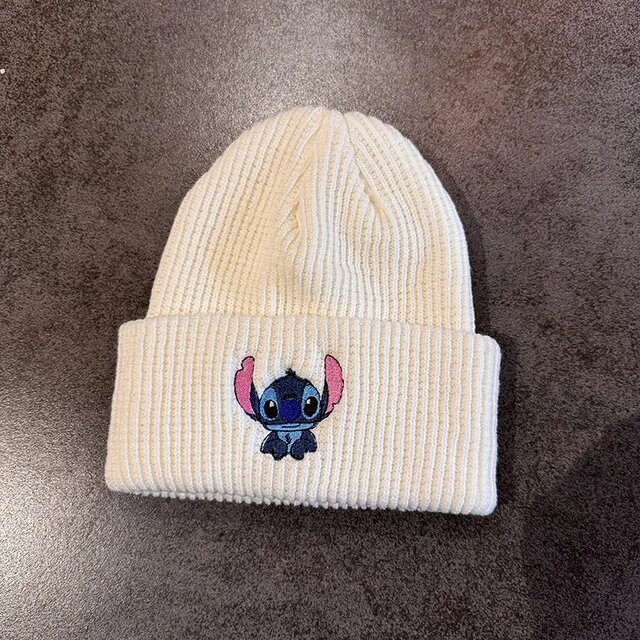Вязаная шапка Disney Stitch, вышитая по мотивам мультфильма «Лило и Стич», теплая детская шапка для осени и зимы, рождественский подарок, игрушка.